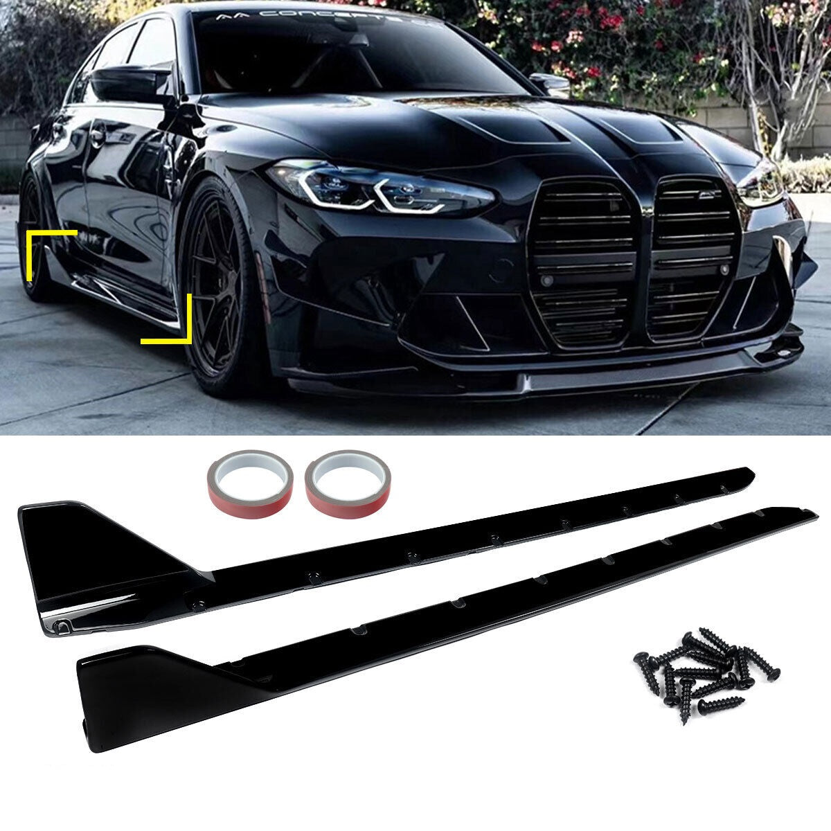 G80 M3 GLOSS BLACK M PERFORMANCE SIDE SKIRT EXTENSIONS – Karbon Auto