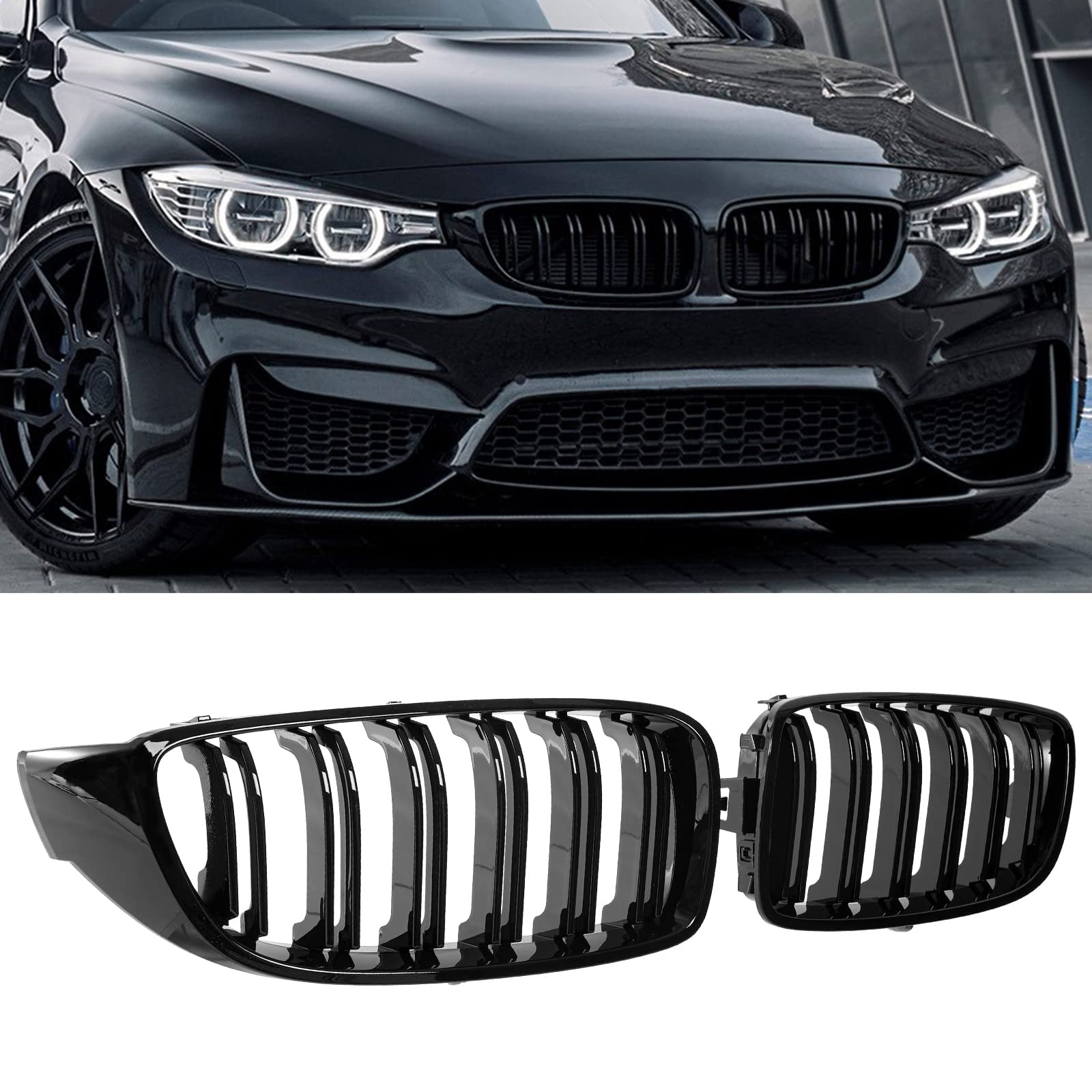 F80 M3 / F82 M4 GLOSS BLACK DUAL SLAT KIDNEY GRILLES – Karbon Auto