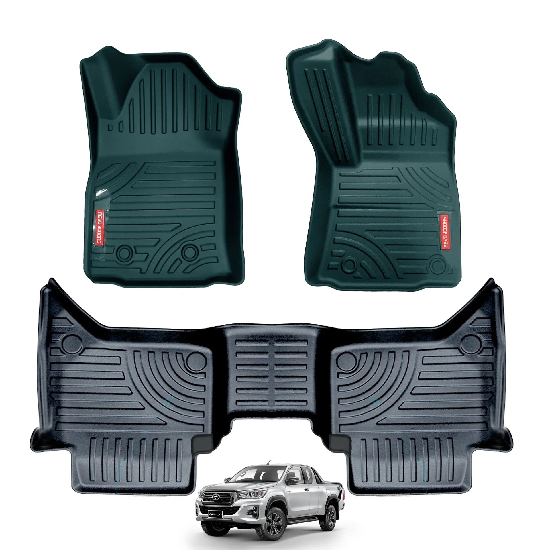 TOYOTA HILUX (15-22) Double-Cab Moulded TPE Rubber Mats – Karbon Auto