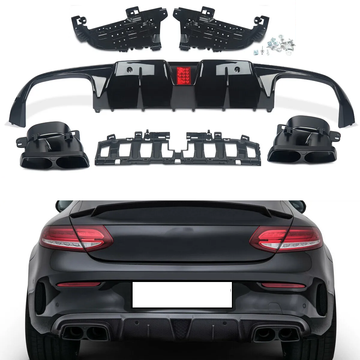 MERC W205 C-CLASS COUPE F1 LED BRABUS STYLE DIFFUSER – Karbon Auto